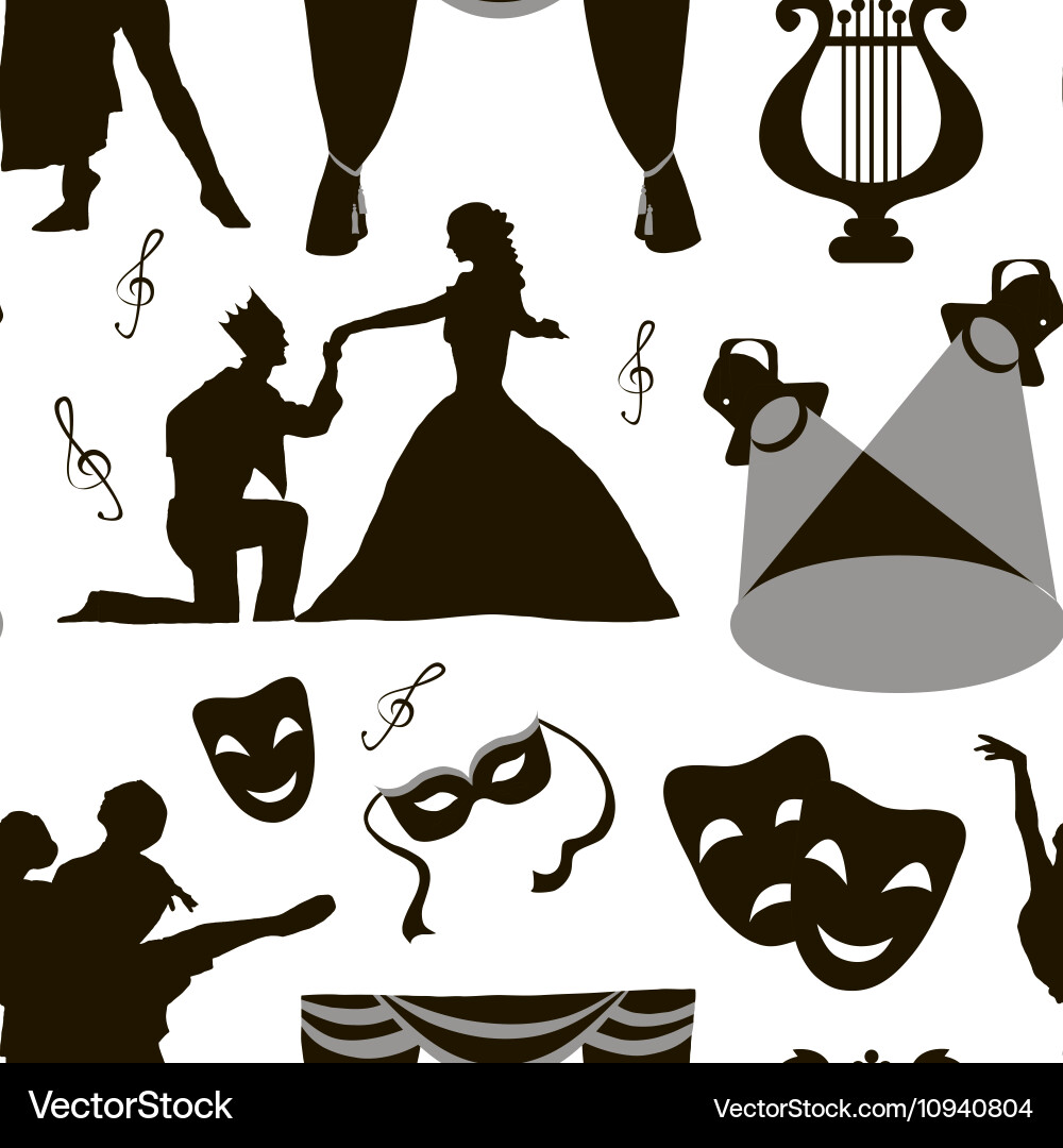 Pattern of theatre acting performance icons Vector Image