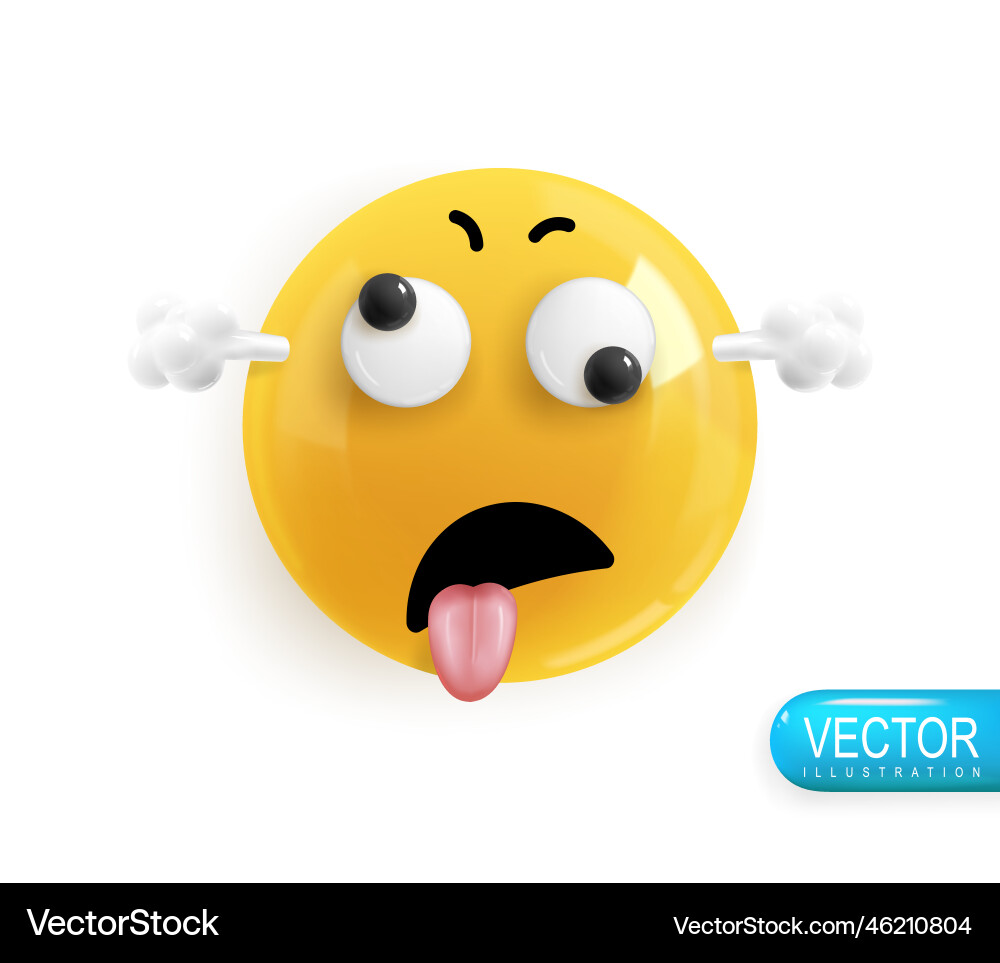 Realistic 3d icon emoji face render of yellow Vector Image