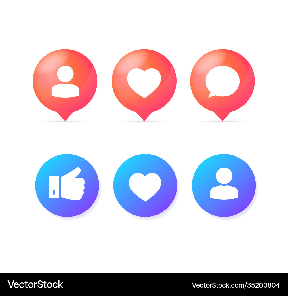 Realistic detailed 3d color different social sign Vector Image