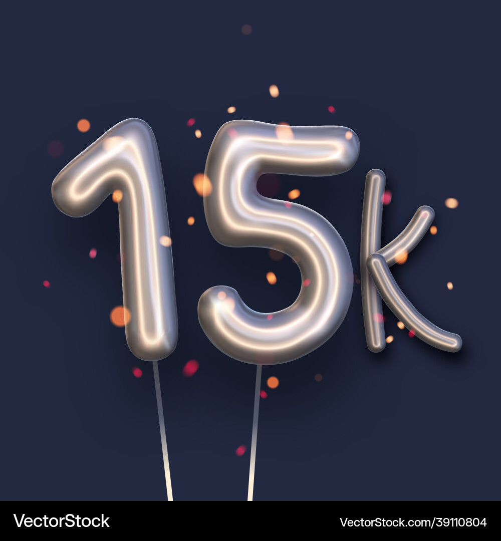 Silver balloon 15k sign on dark blue background Vector Image