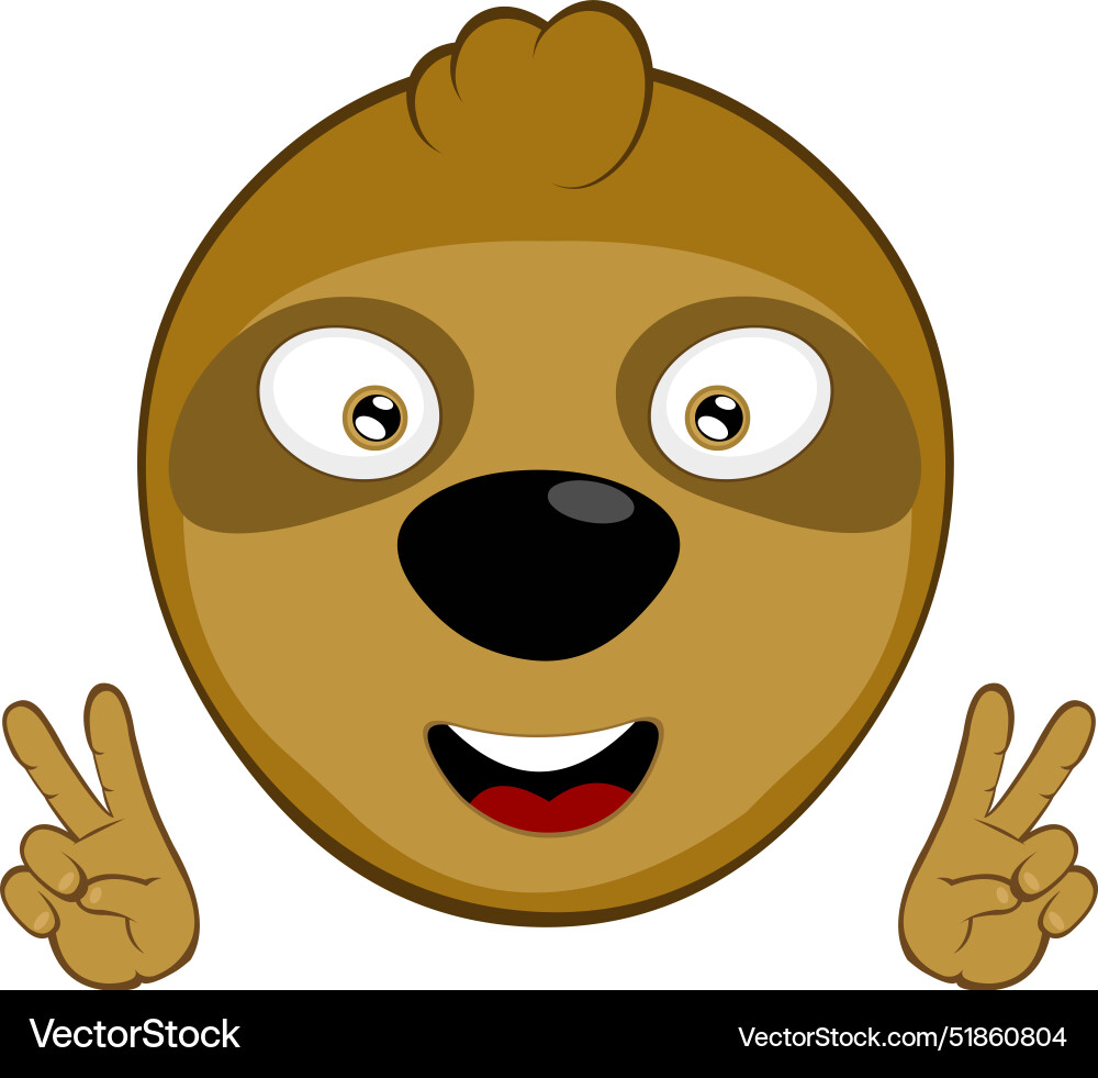Sloth head character hand gesture peace and love Vector Image