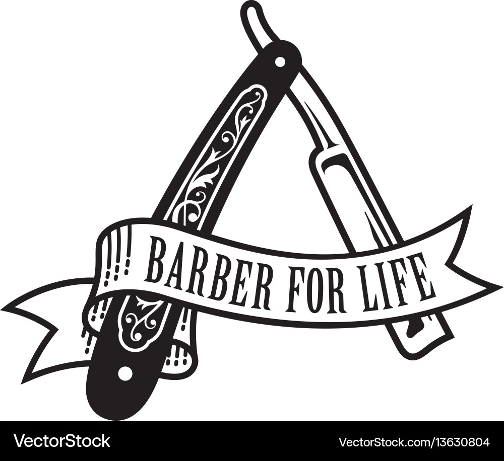 Vintage Straight Razor Barber Emblem Royalty Free Vector