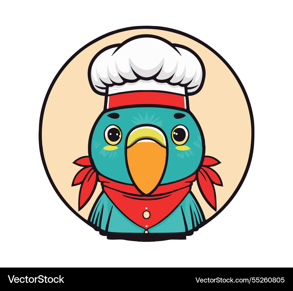 A cute parrot in chef costume Royalty Free Vector Image
