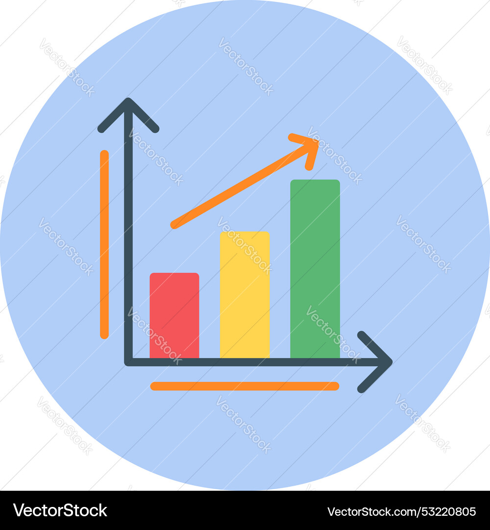 Bar chart flat circle icon Royalty Free Vector Image