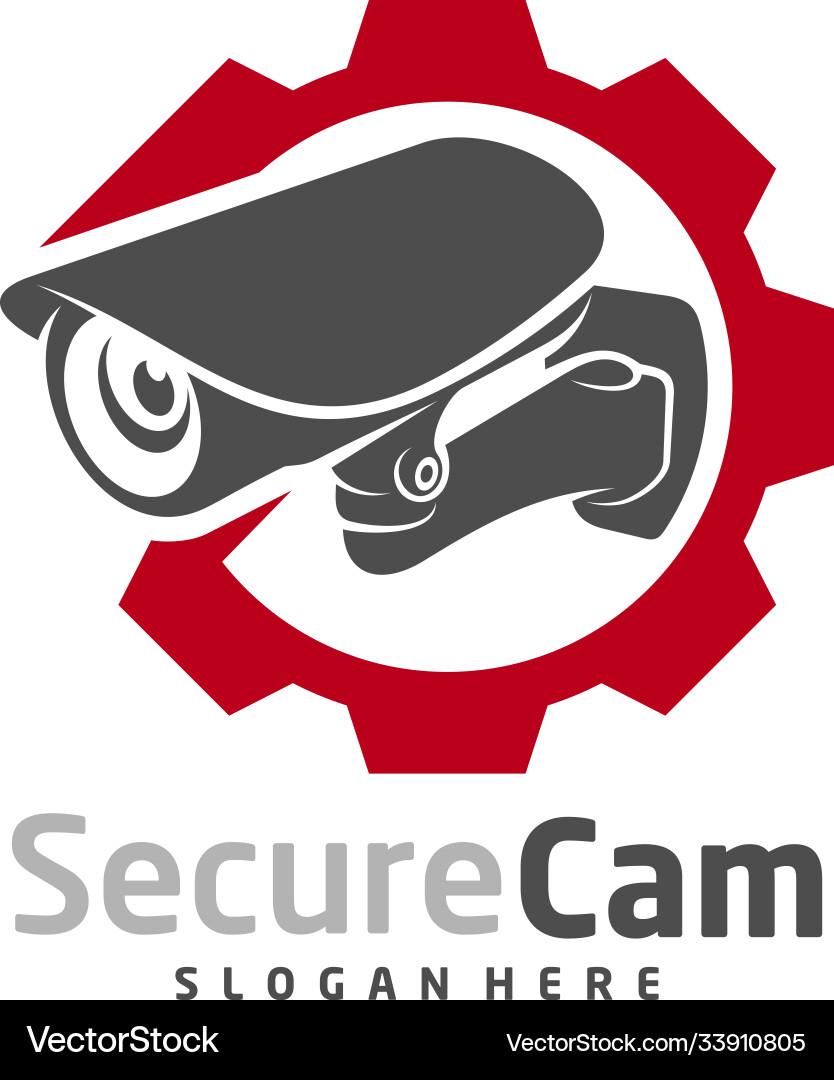 Cctv camera with gear icon logo design template Vector Image