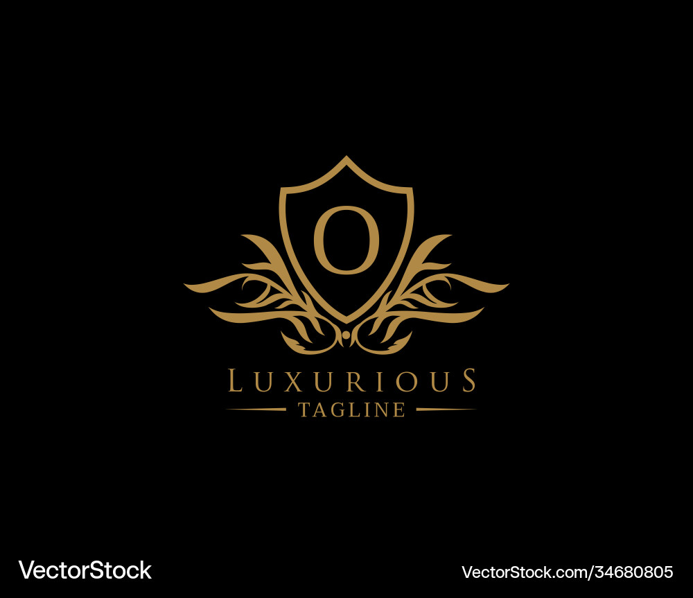 Classic shield logo with o letter elegant Vector Image