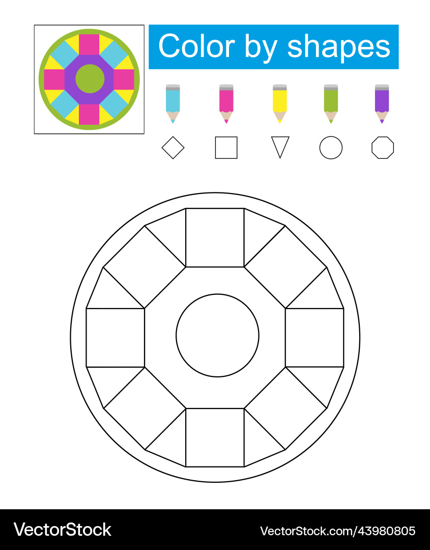 Coloring pages color by shapes for children Vector Image