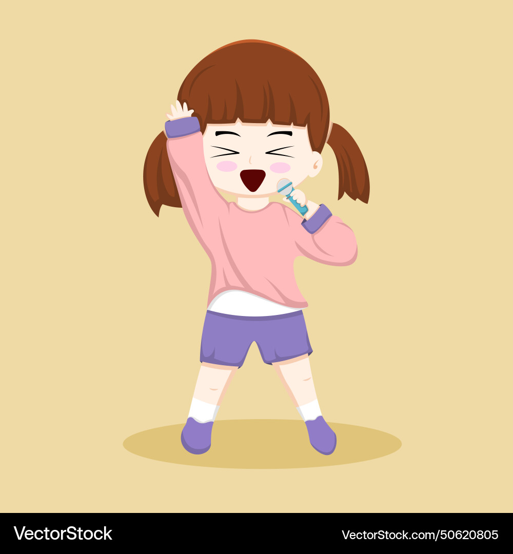 Cute girl singing joyfully Royalty Free Vector Image