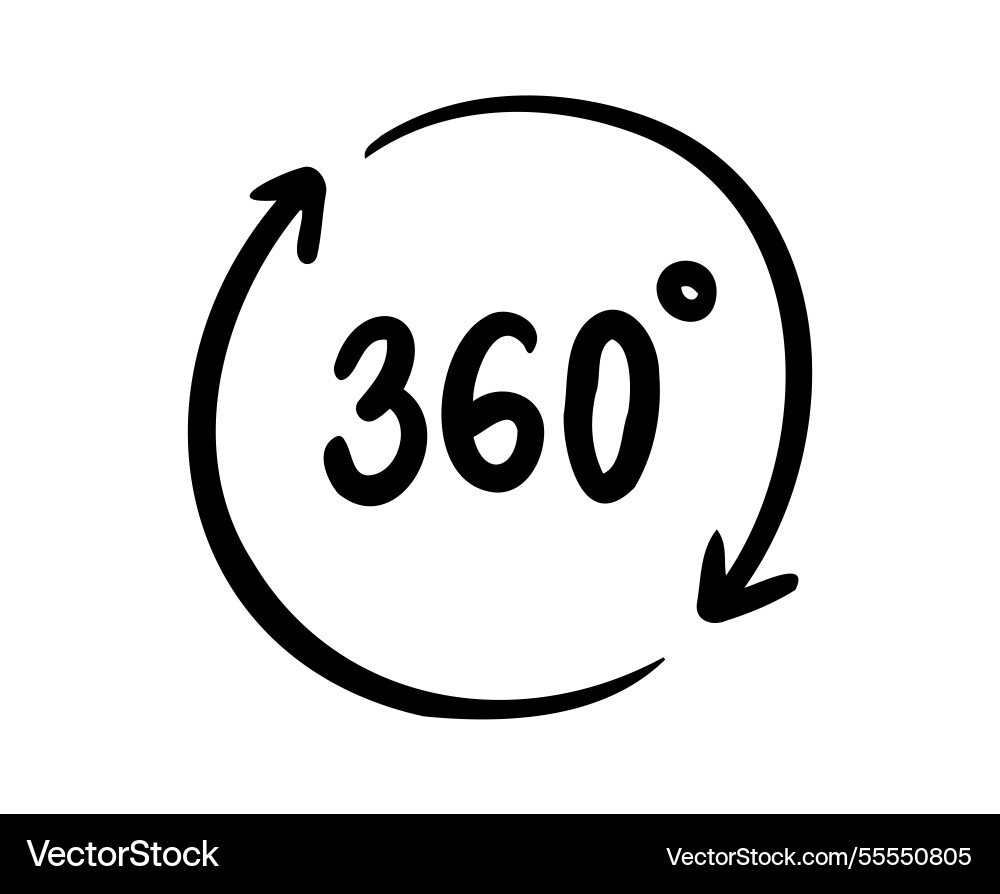 Doodle 360 degree hand drawn outline style Vector Image