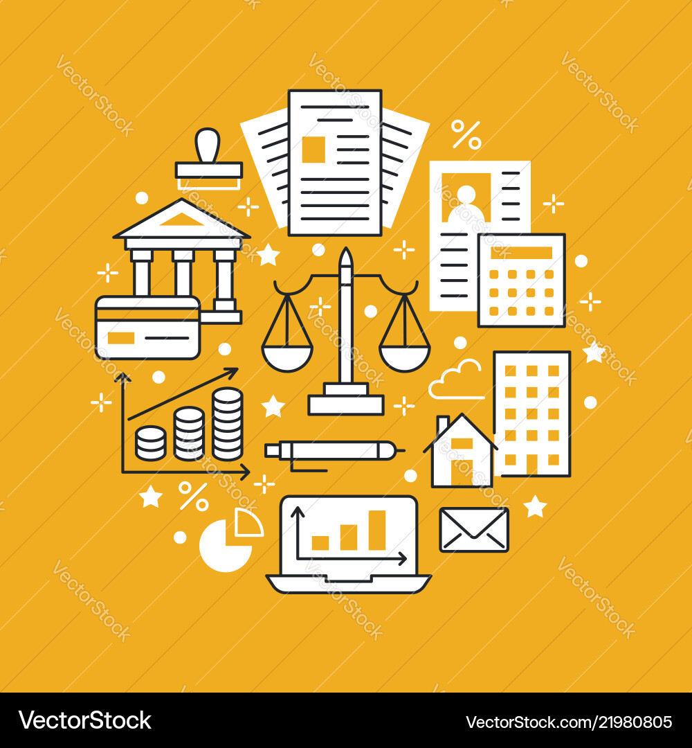 Financial Accounting Circle Icons Royalty Free Vector Image