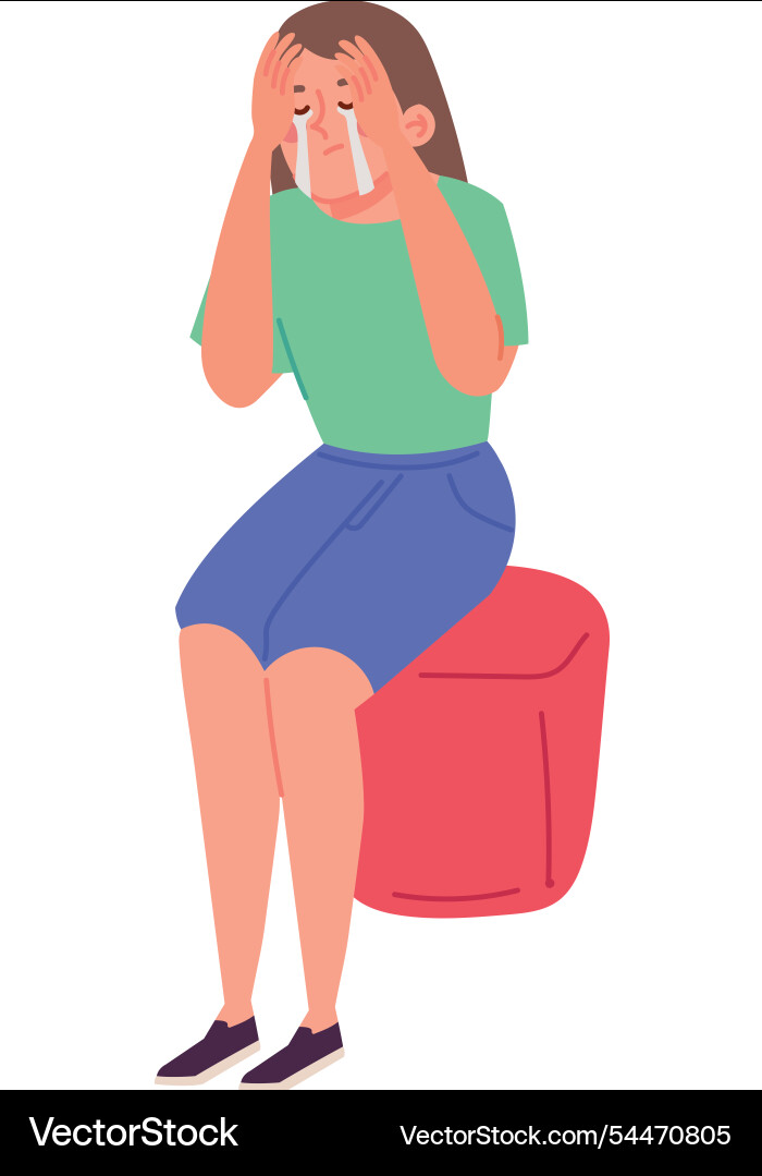 Frustrated woman with depression Royalty Free Vector Image