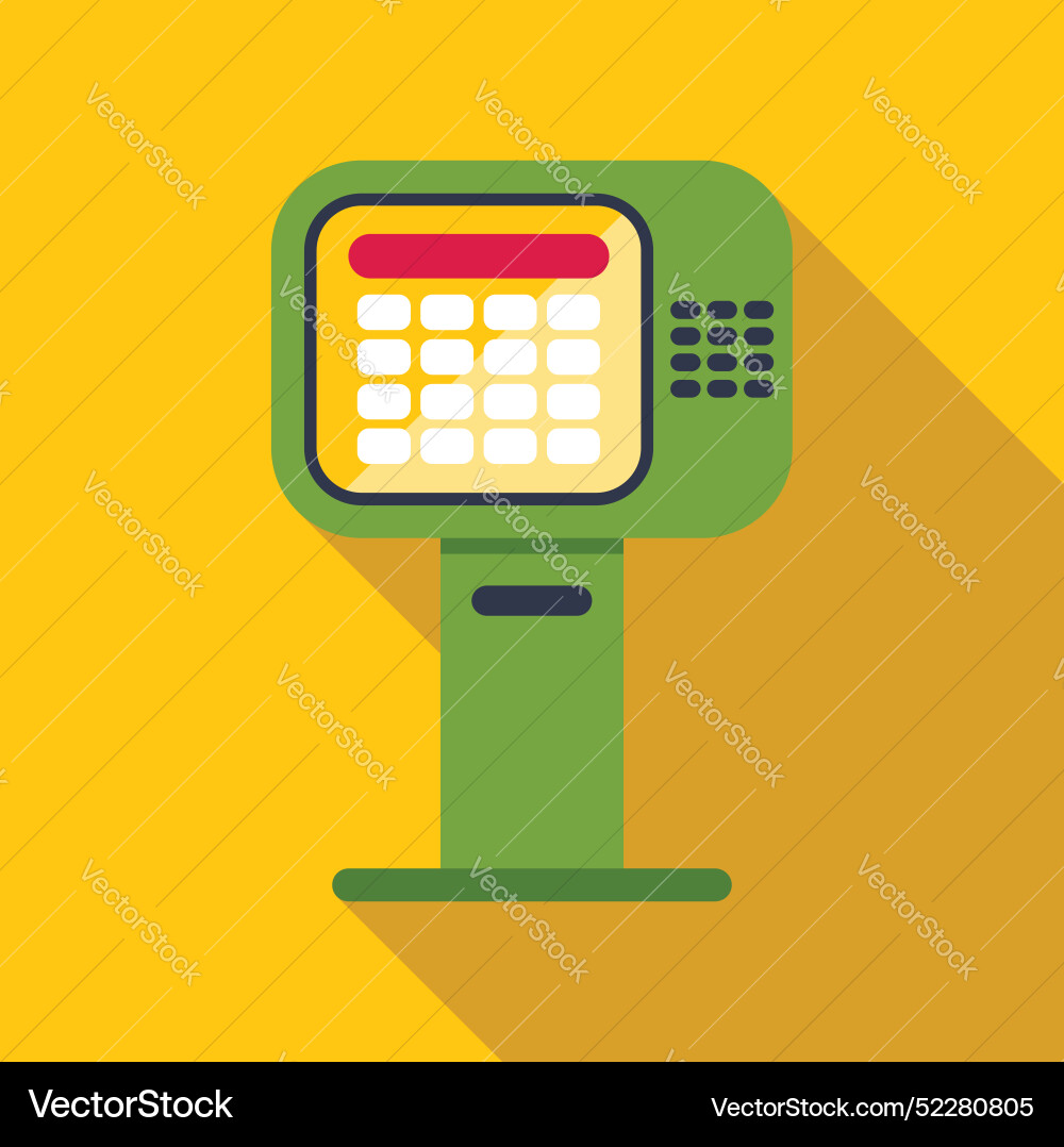 Green ticket machine issuing a on yellow Vector Image