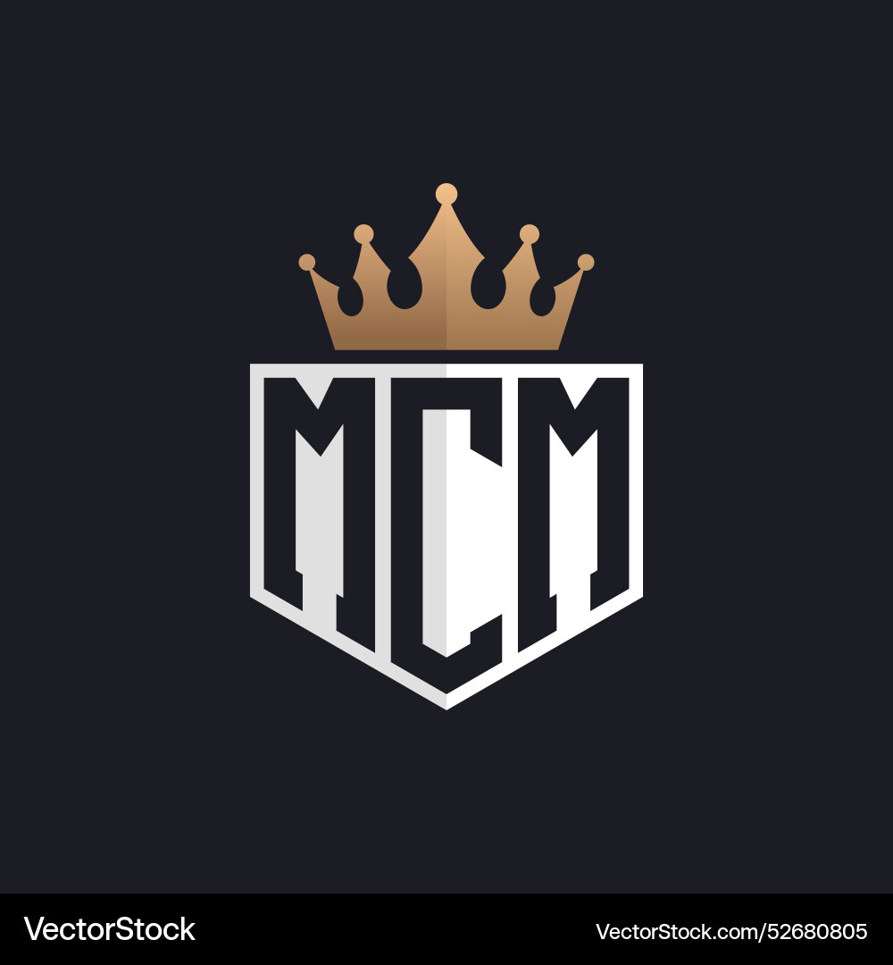Luxury mcm logo with crown elegant initials Vector Image