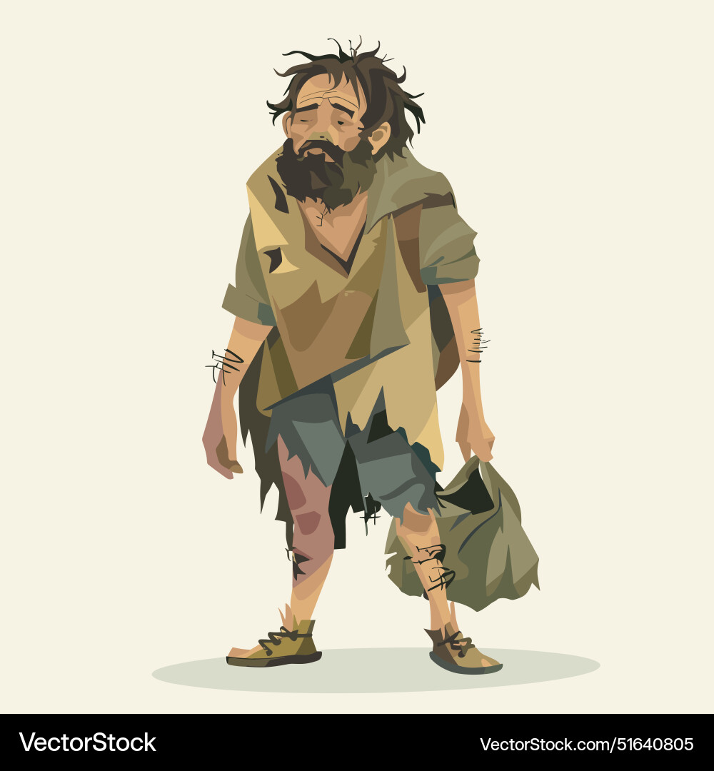 Presents disheveled man wandering Royalty Free Vector Image