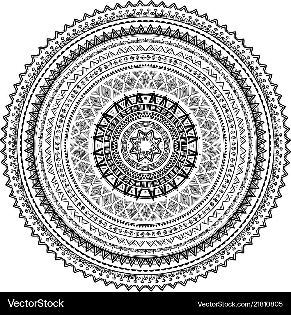 Round ornament pattern in tribal ethnic style Vector Image