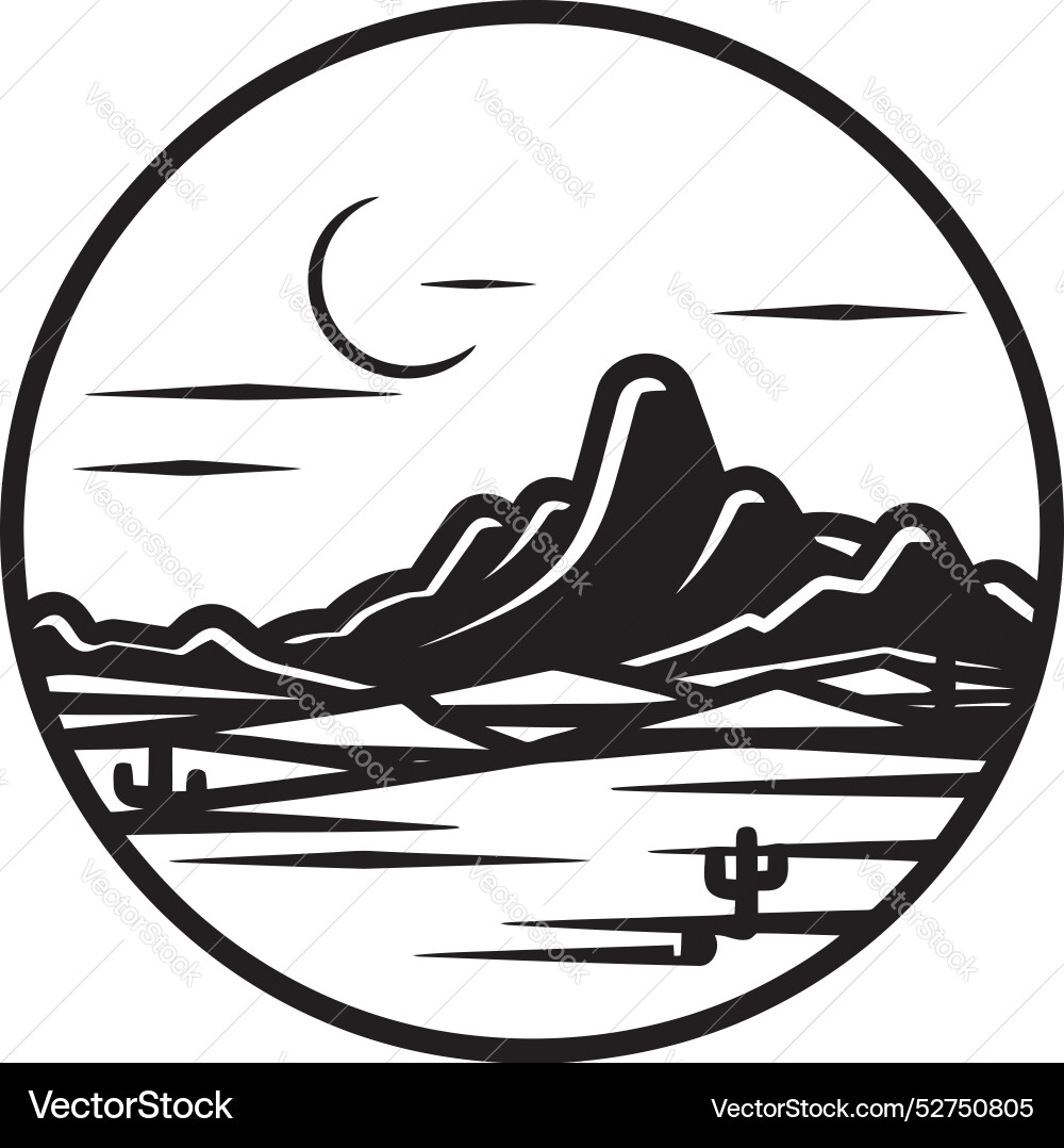 Scorched serenity minimalist desert scene logo Vector Image