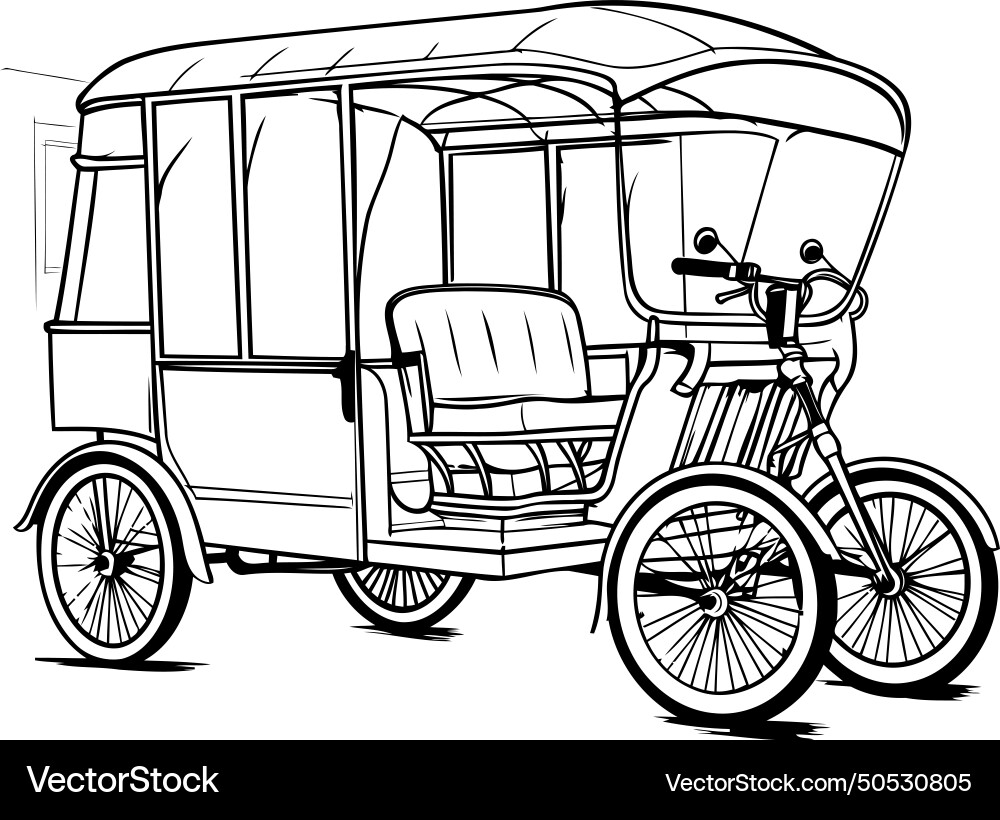 Tuk - rickshaw hand drawn Royalty Free Vector Image