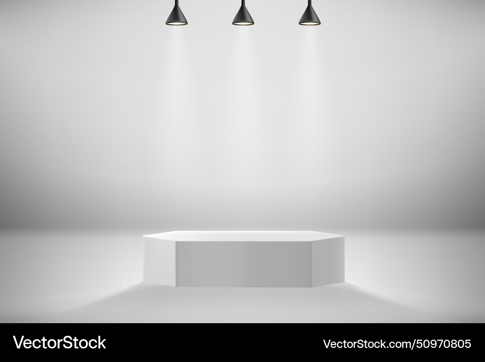 White illuminated stage with projectors Royalty Free Vector