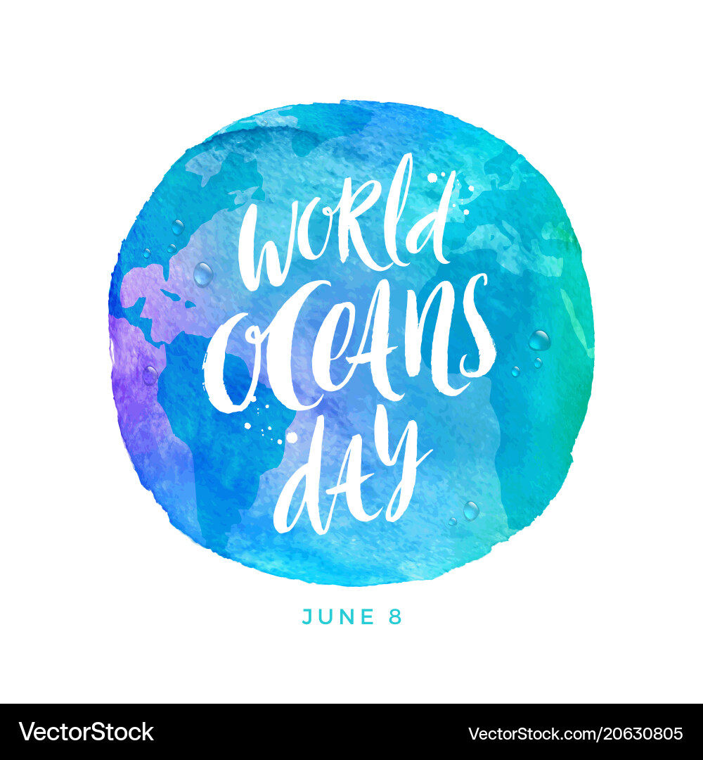 World oceans day emblem Royalty Free Vector Image