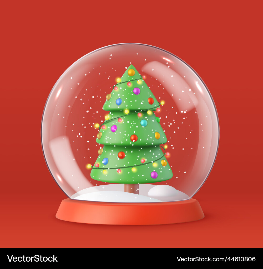 3D Christmas Snow Globe Royalty Free Vector Image