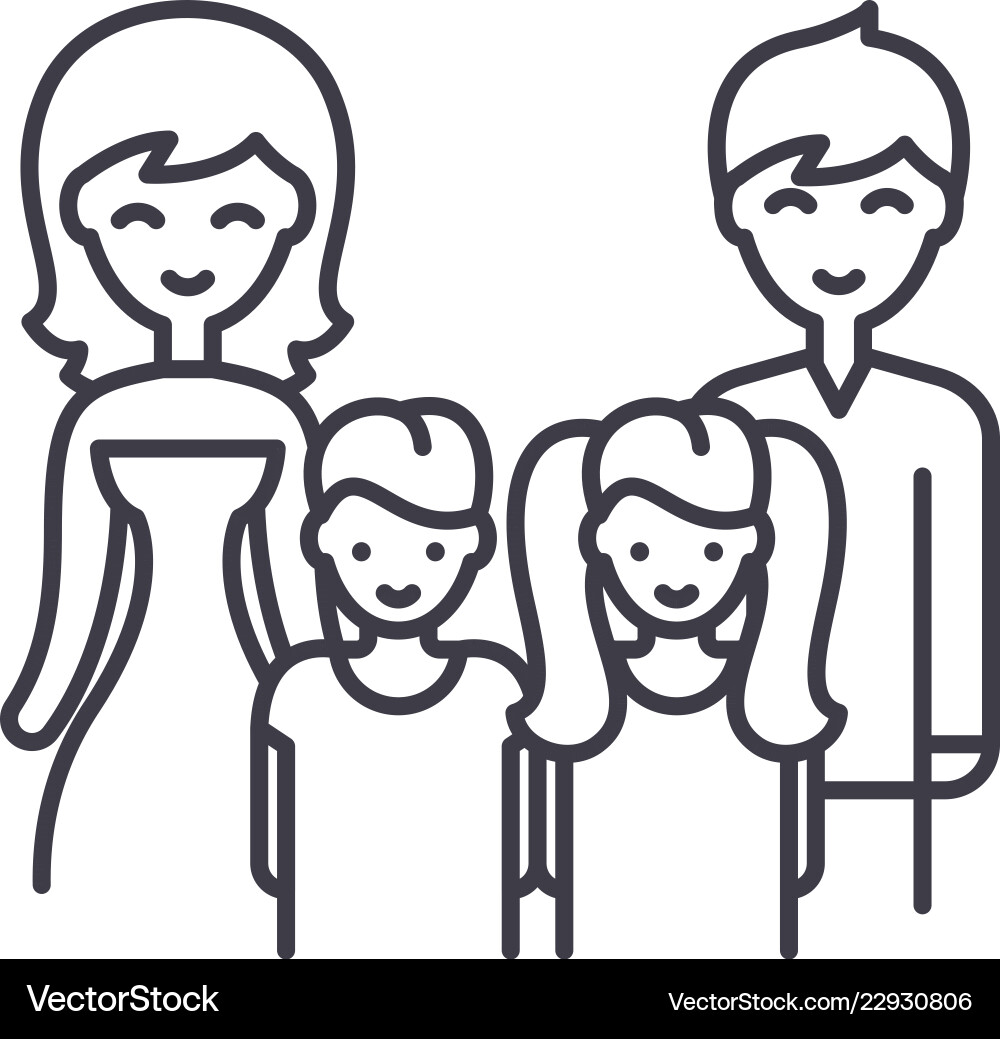 Big family line icon concept Royalty Free Vector Image