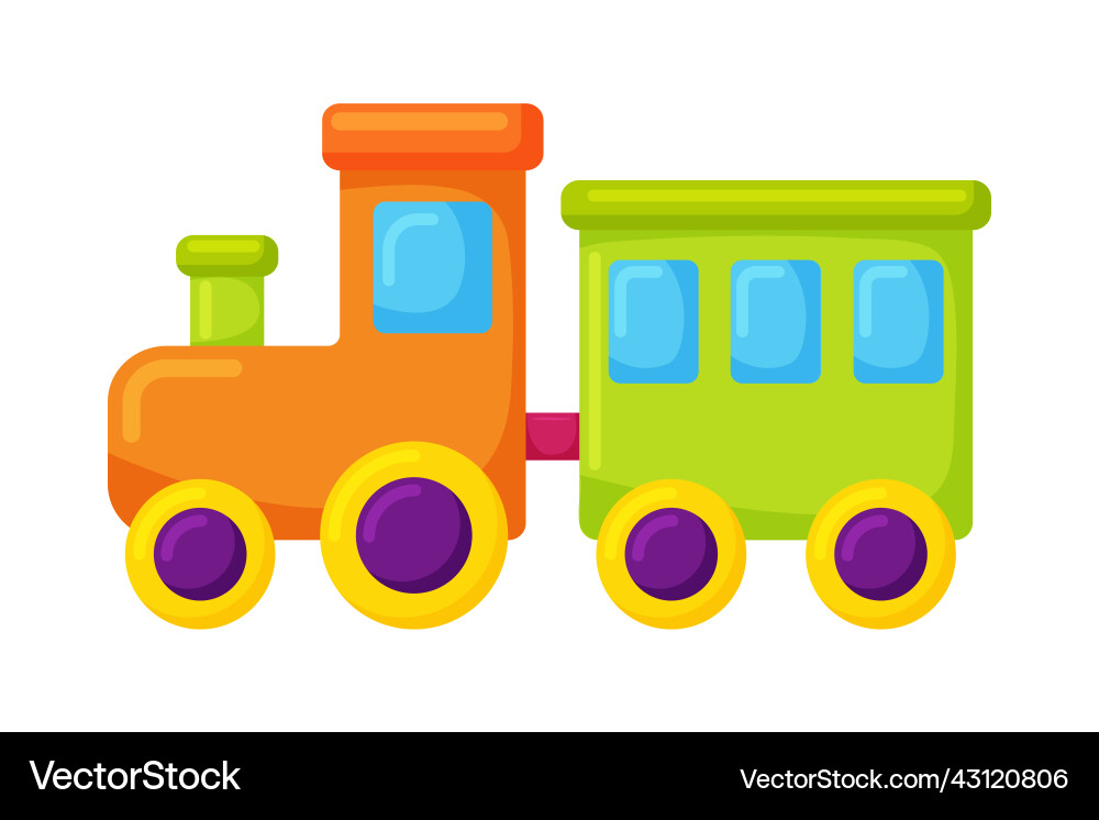 Cartoon toy train with colorful blocks Royalty Free Vector