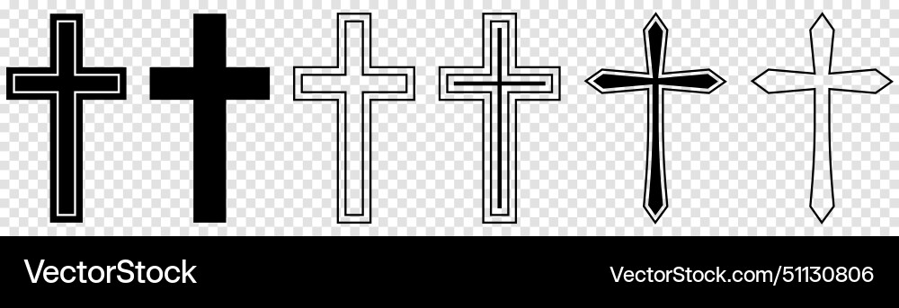 Christian cross icons religion concept isolated Vector Image