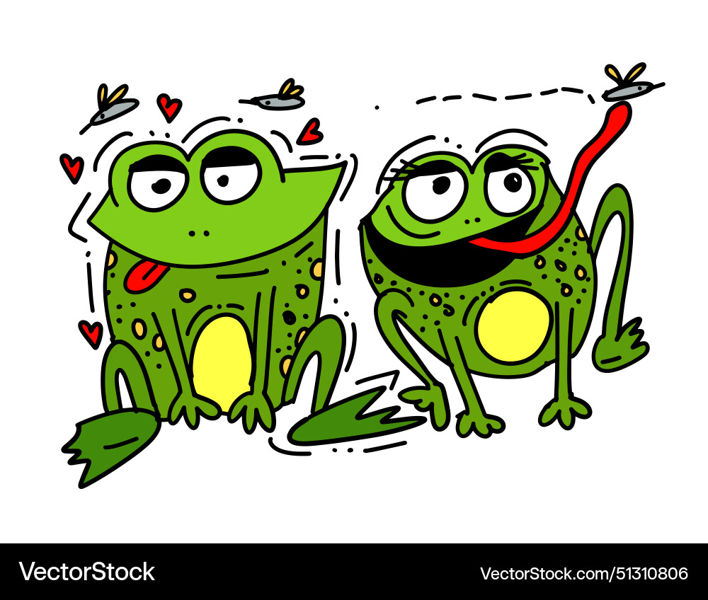 Frog cute animal sitting cartoon two frogs Vector Image