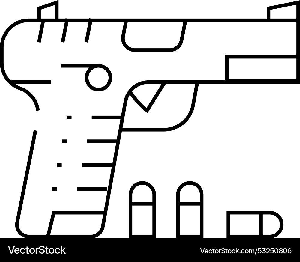 Gun with cartridges line icon Royalty Free Vector Image