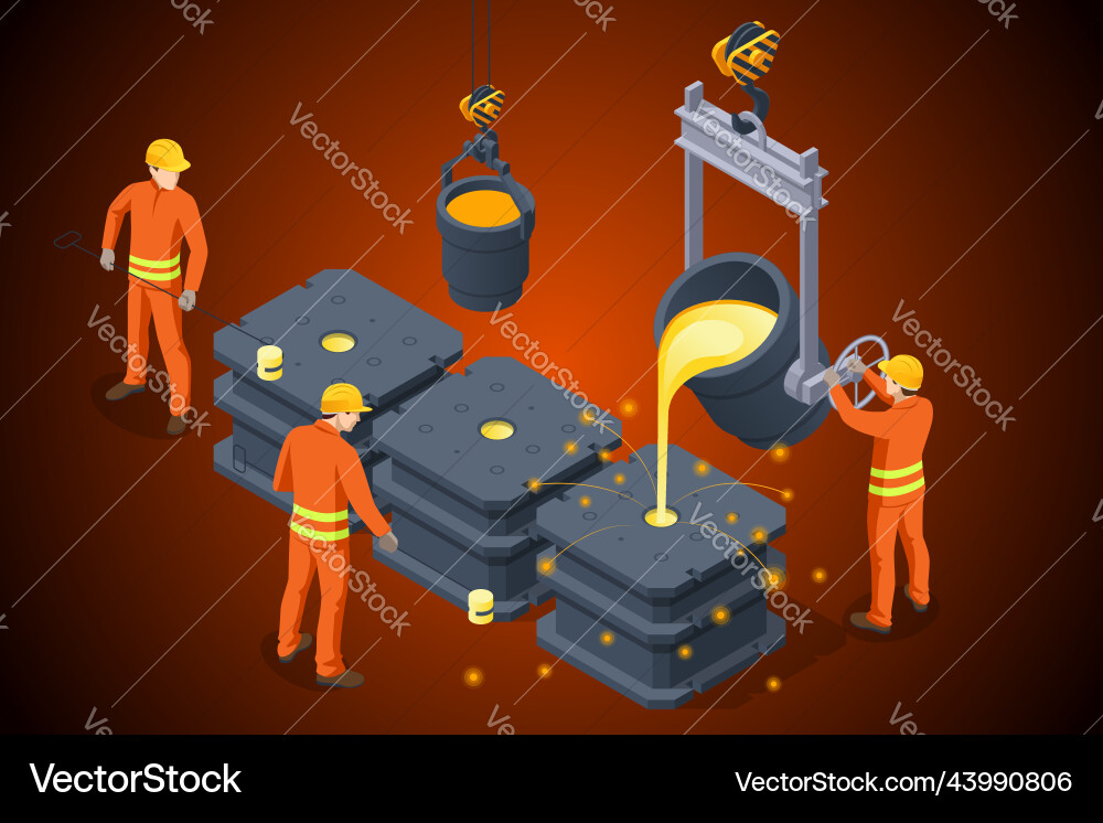 Isometric industrial steel production Royalty Free Vector