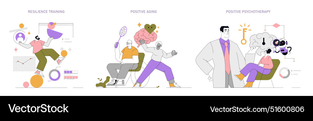 Positive psychology flat Royalty Free Vector Image