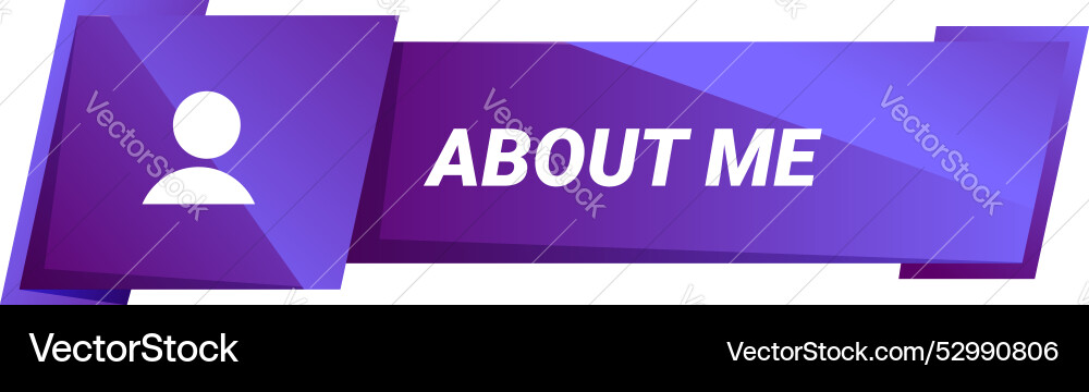 Purple glossy about me button showing profile Vector Image