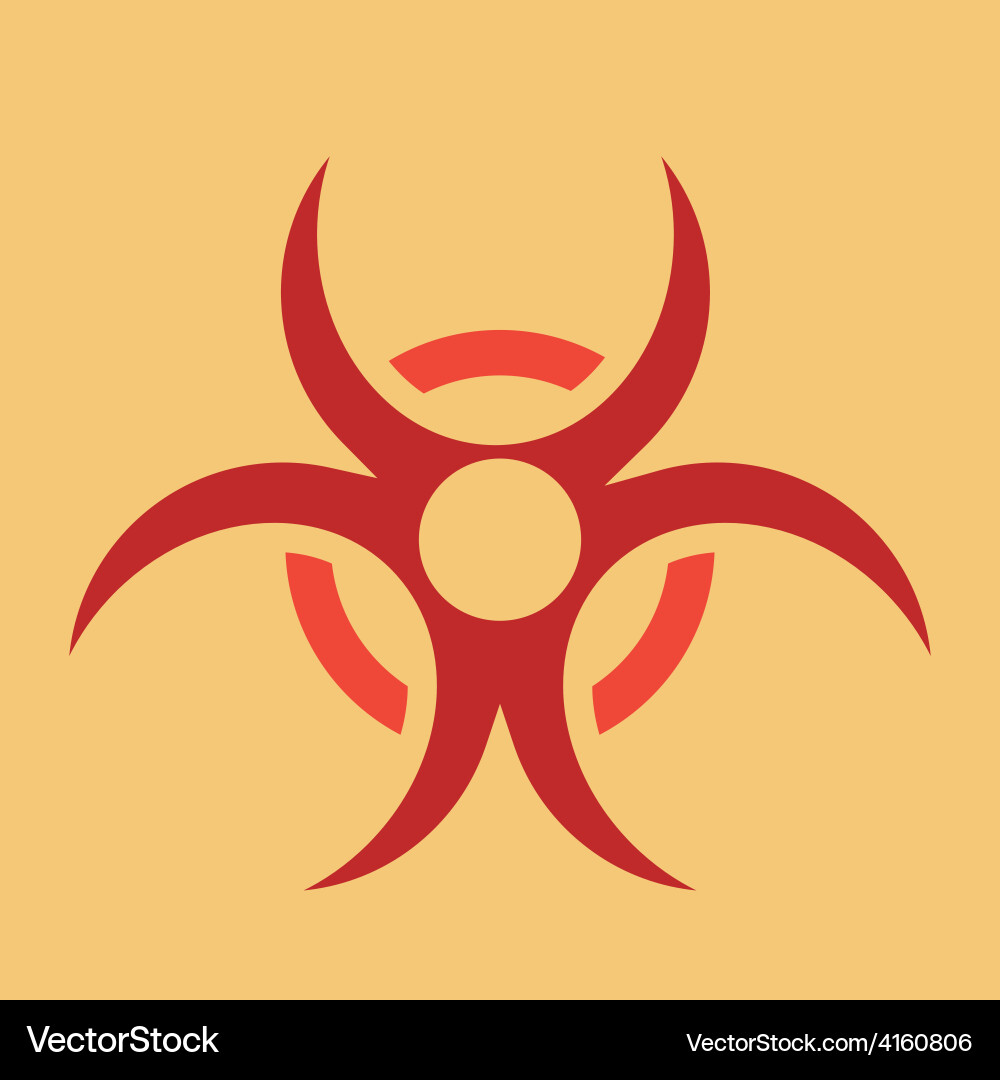 Retro red biohazard on yellow icon Royalty Free Vector Image