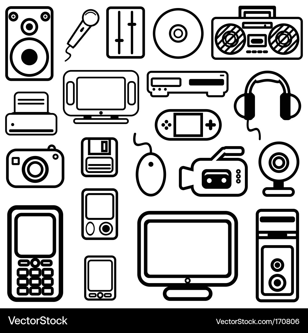 Technology Icon Set Royalty Free Vector Image - VectorStock