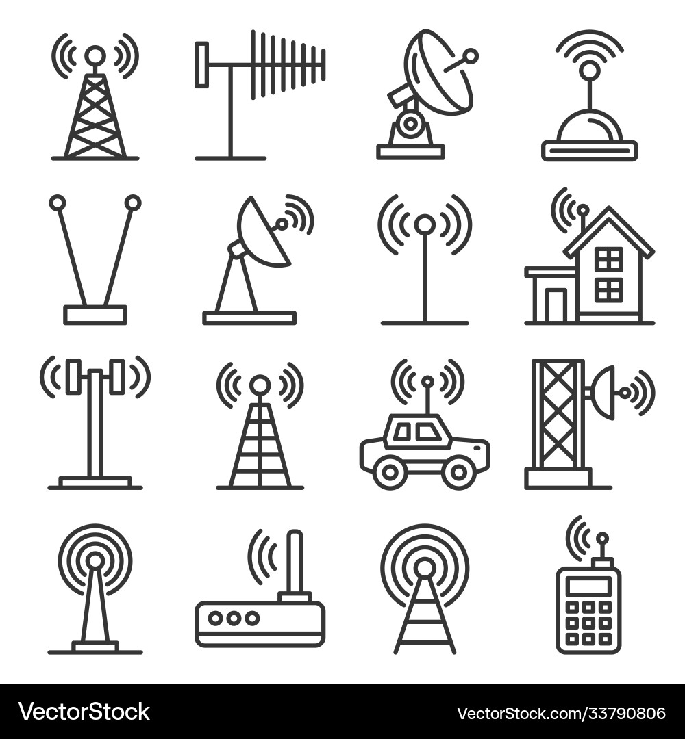 Wireless & Network Icons Royalty Free Vector Image