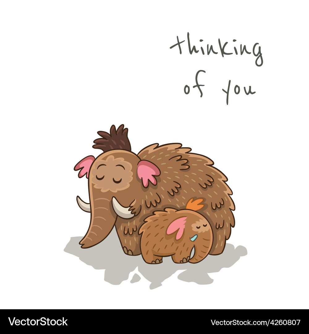 Adorable Mammoth Family Card Royalty Free Vector Image
