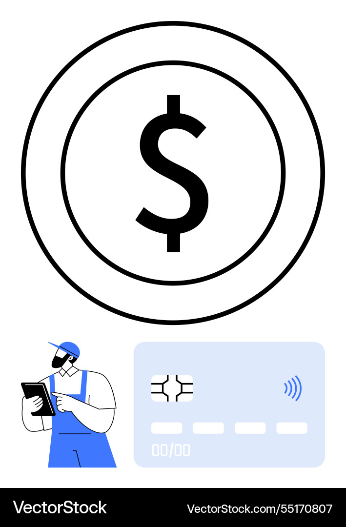 Digital payment concept with contractor using Vector Image
