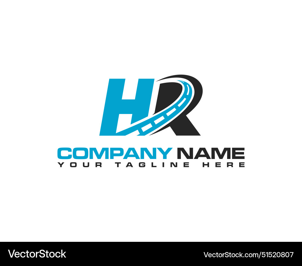 Hr letter with road way highway text type logo Vector Image
