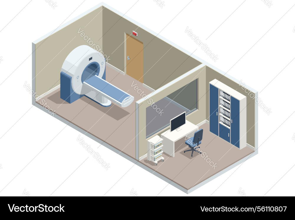 Isometric layout of mri examination room Vector Image