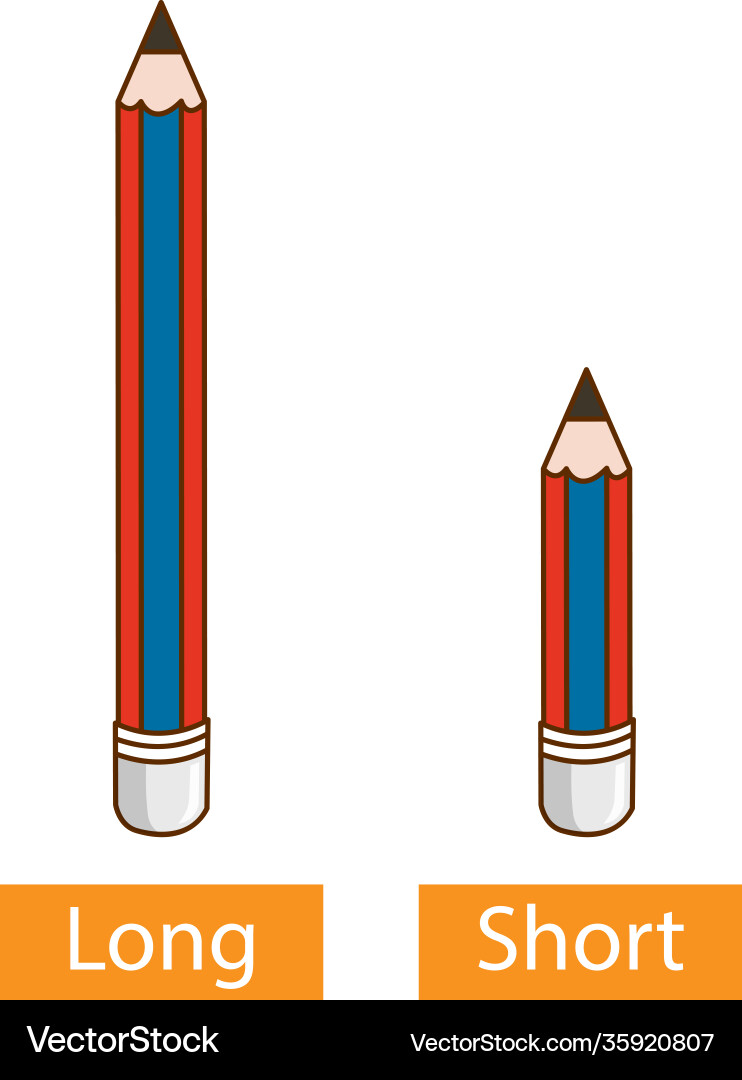 Long vs. Short: Adjective Pairs Royalty Free Vector Image