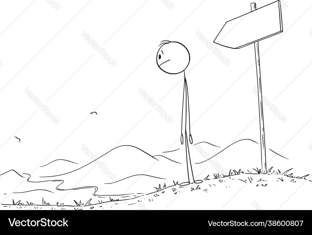 Person walking on path looking at road Royalty Free Vector