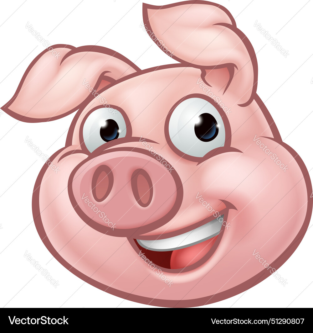 Pig cartoon character mascot Royalty Free Vector Image