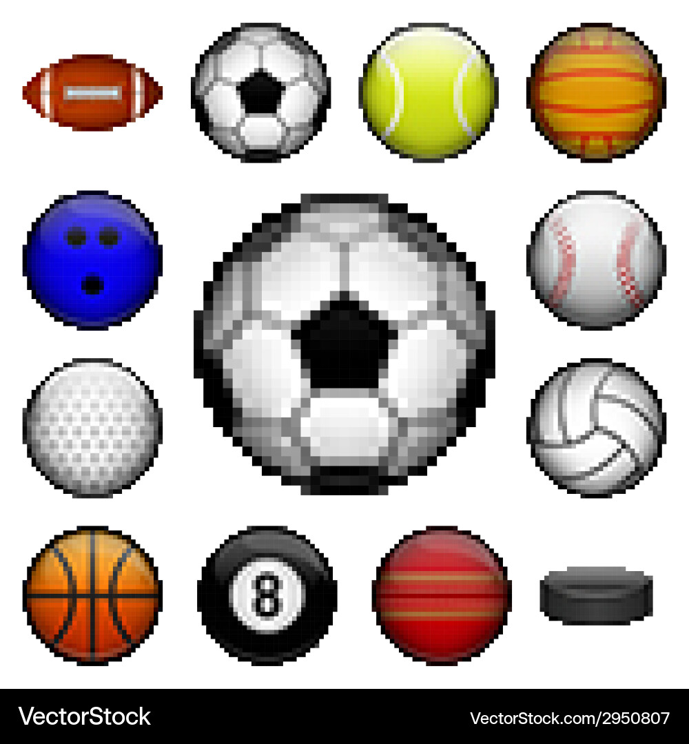 Pixel sports balls Royalty Free Vector Image - VectorStock
