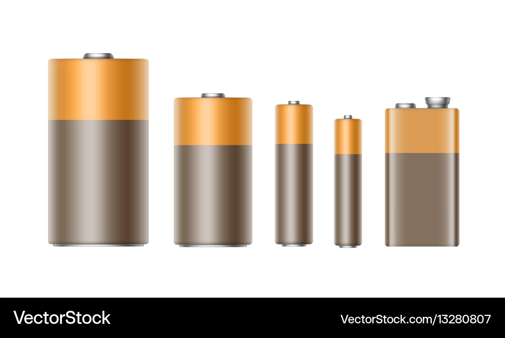 Set of alkaline batteries different size Vector Image