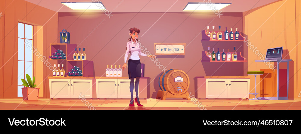 Wine shop interior alcohol store background Vector Image