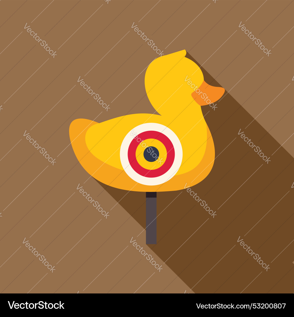 Yellow toy duck standing with target aiming point Vector Image