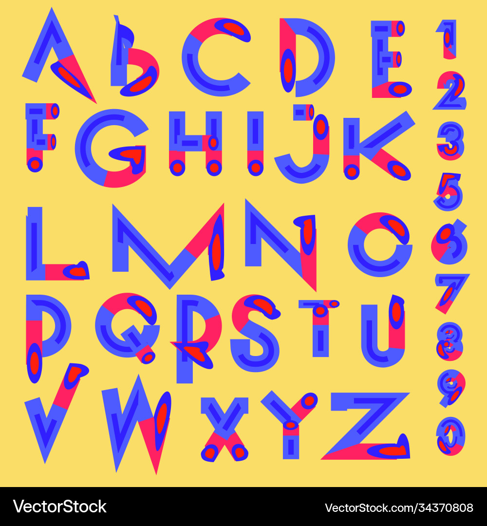 Abstract colorful font and alphabet Royalty Free Vector