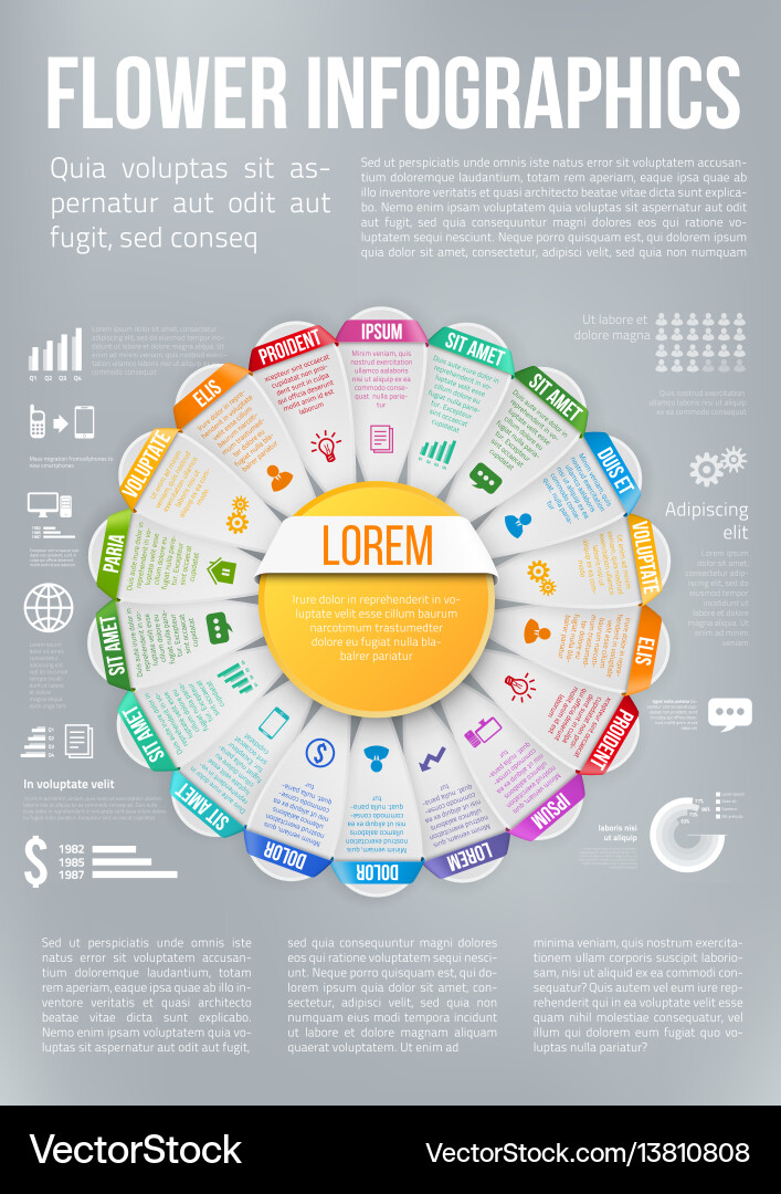 Flower style infographic chart options menu Vector Image