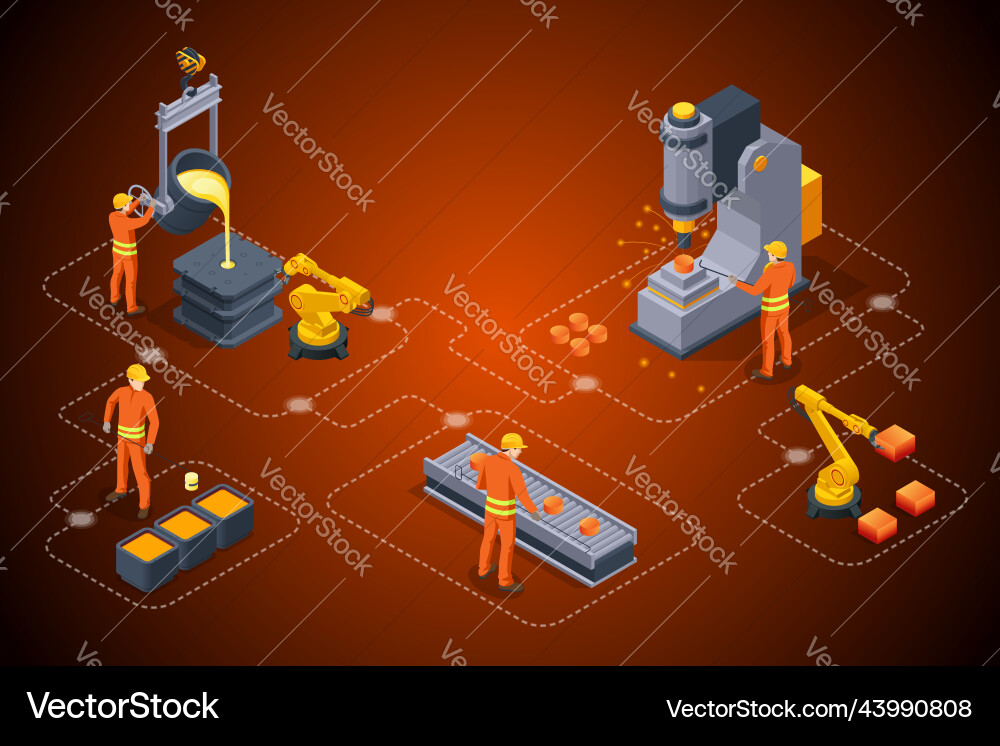 Isometric industrial steel production Royalty Free Vector