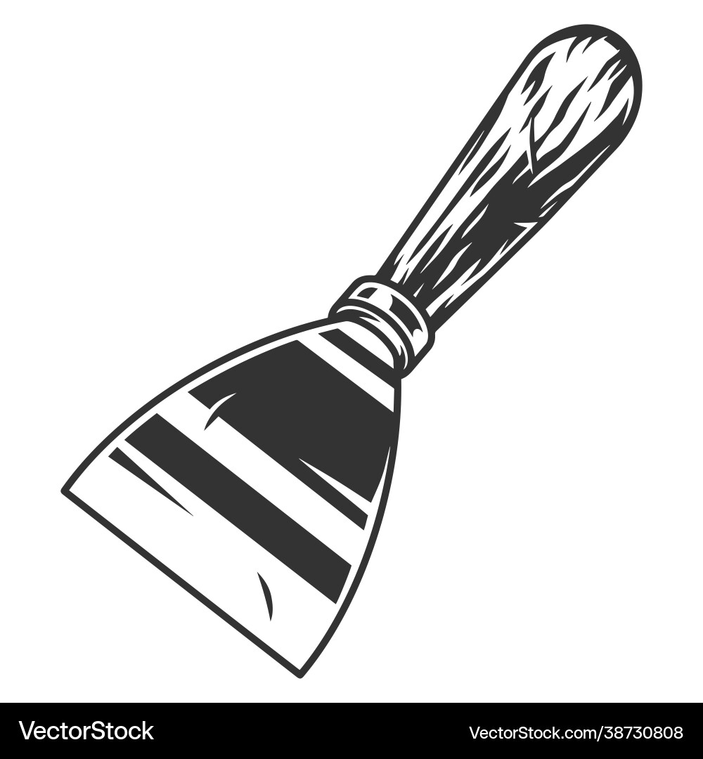 Putty knife with wooden handle Royalty Free Vector Image